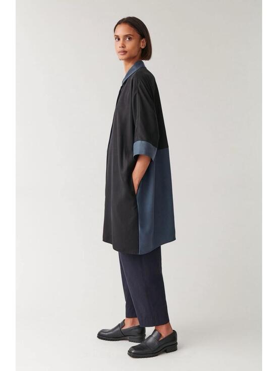 COS | Dresses | Cos Dress Womens Large Blue Colorblock Short Sleeve ...